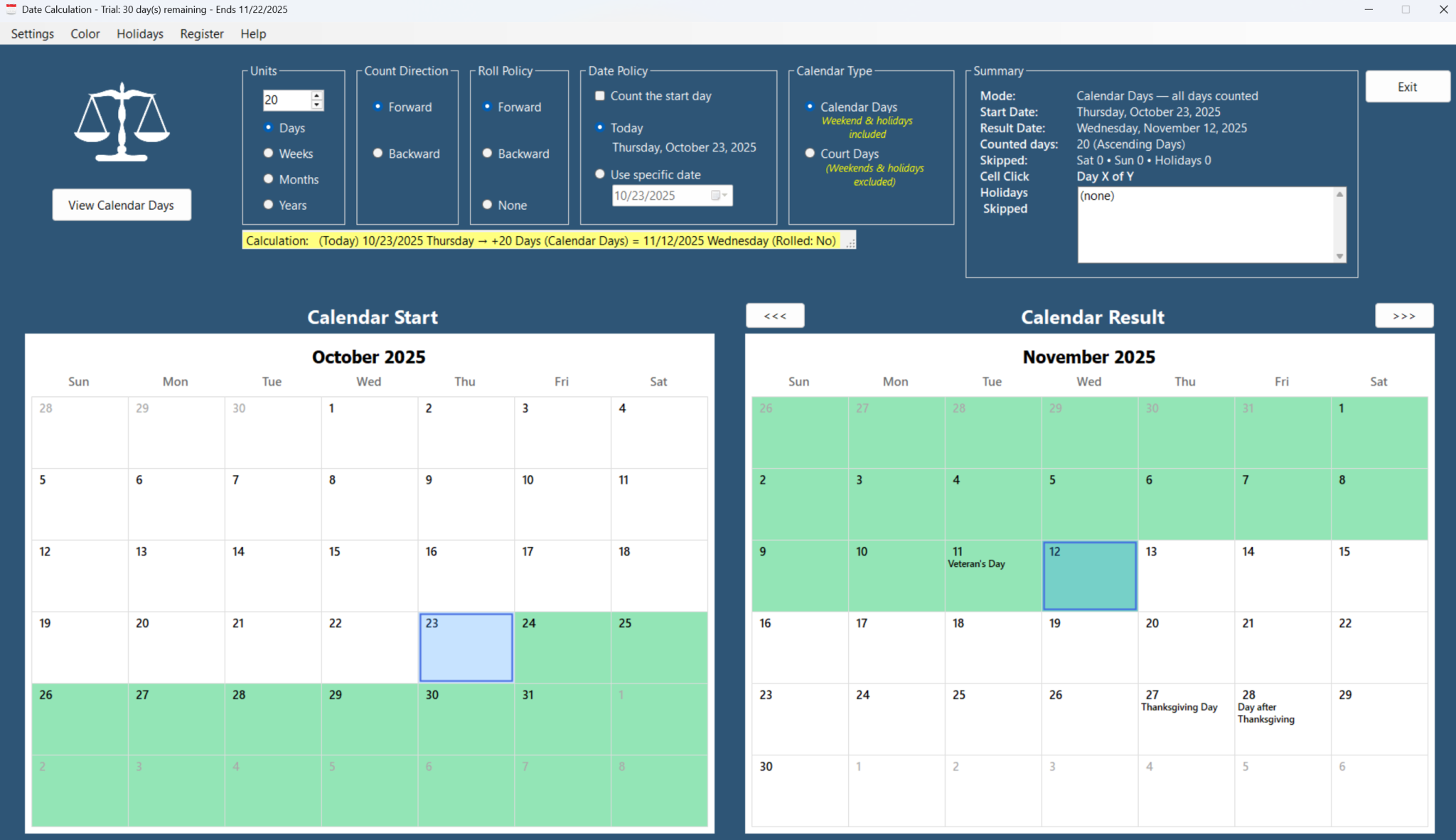 Court Calculator | Court Date Calendar | Legal Deadline Tool